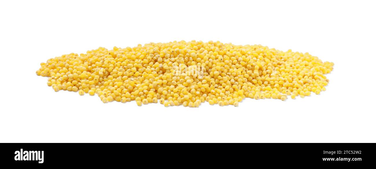 Pile of dry millet seeds isolated on white Stock Photo - Alamy