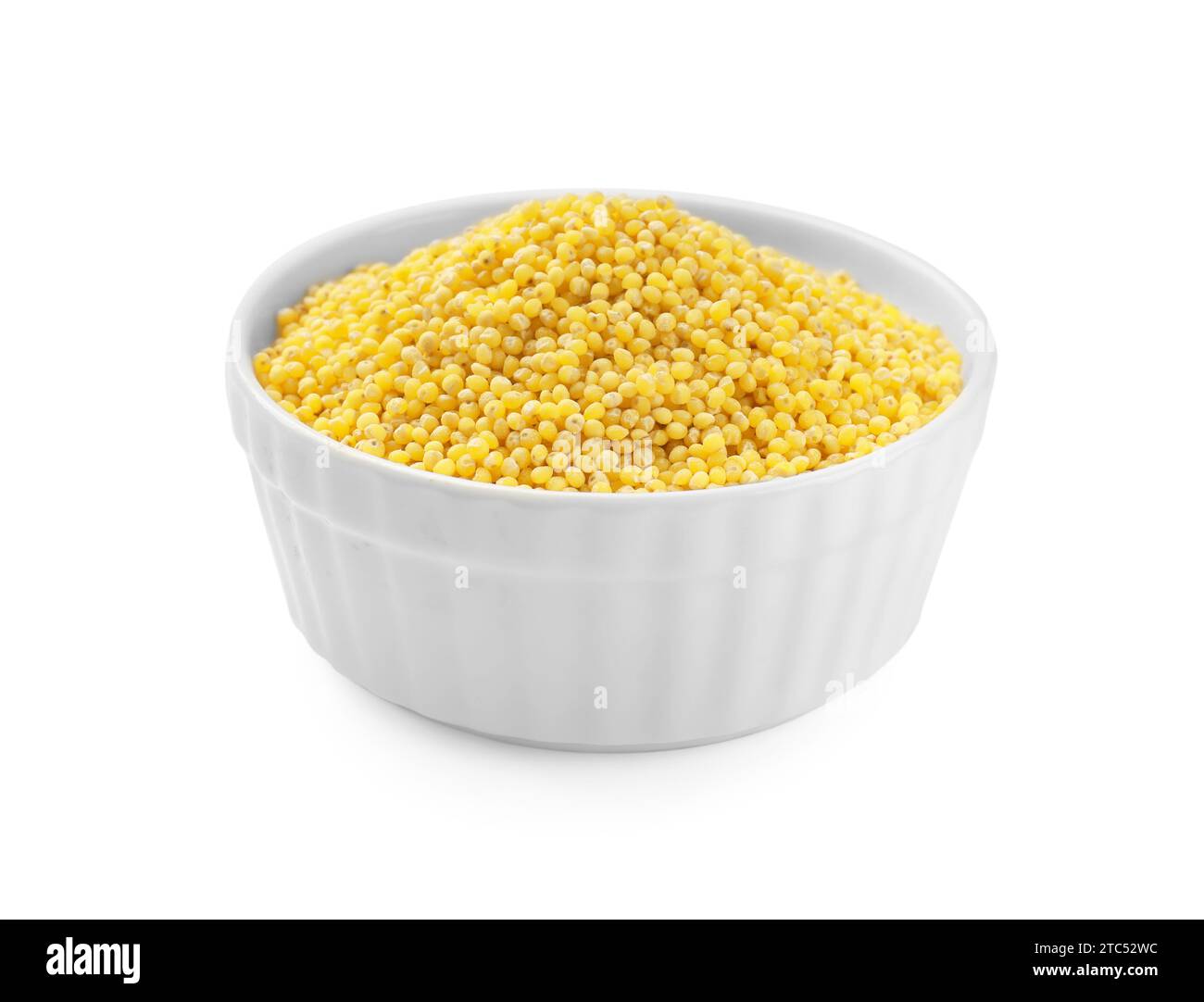 Dry millet seeds in bowl isolated on white Stock Photo - Alamy