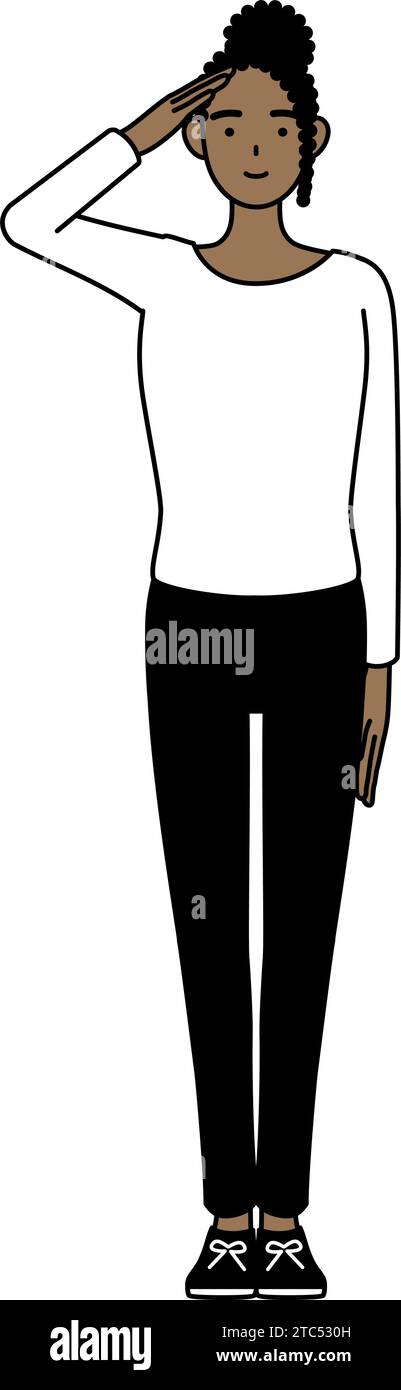 African-American woman making a salute, Vector Illustration Stock ...