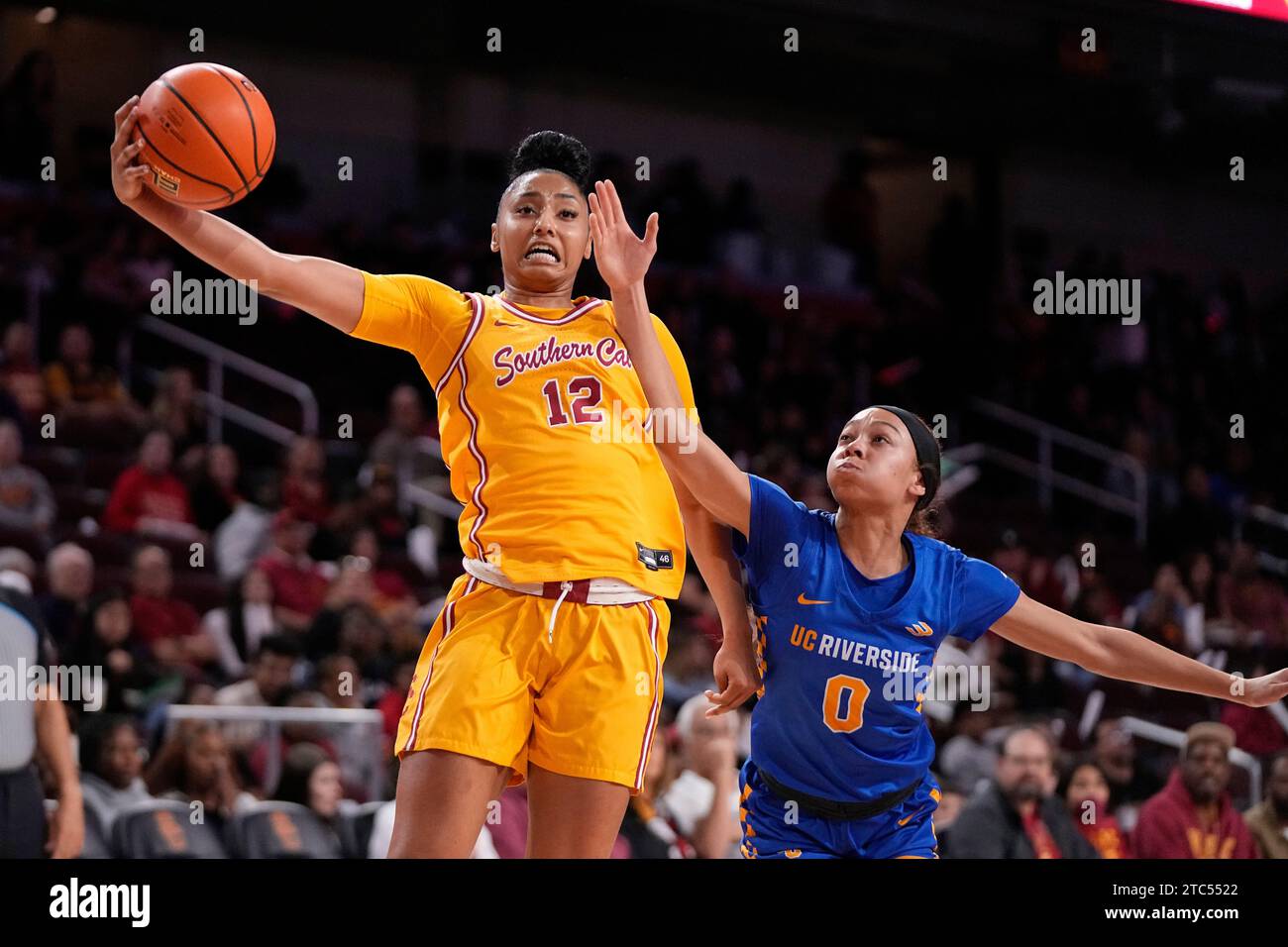 Southern California guard JuJu Watkins, left, shoots as UC Riverside ...