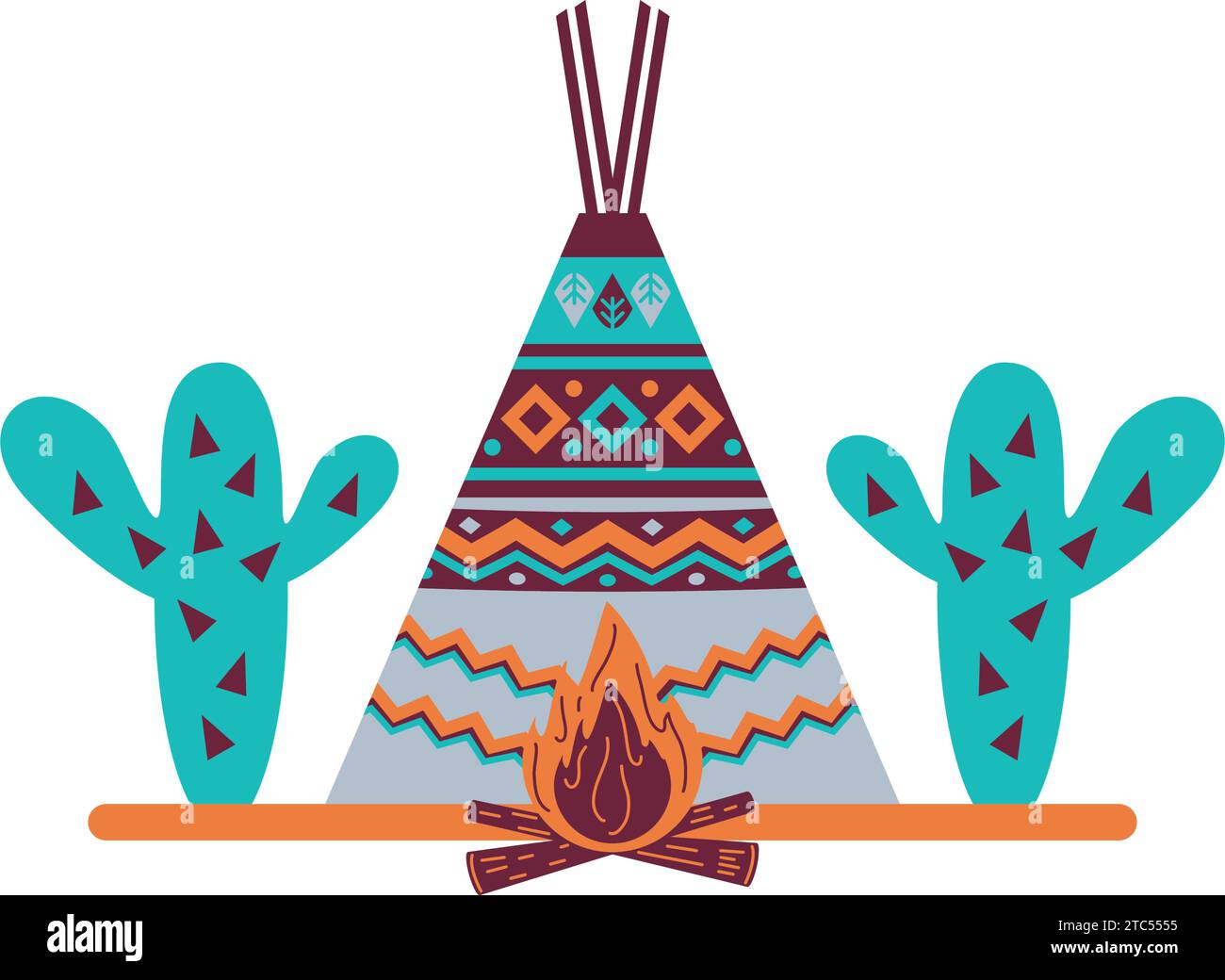 native american tent and cactus Stock Vector Image & Art - Alamy