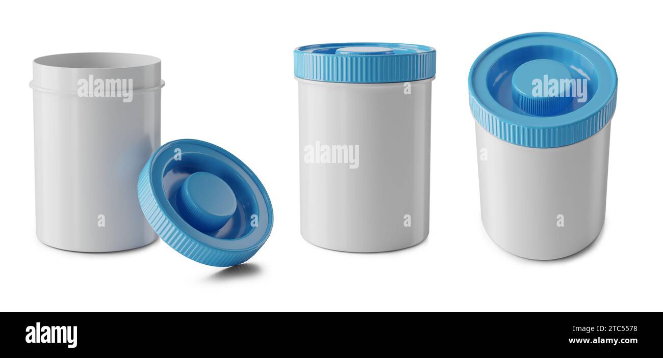 plastic containers with cap, empty jar or pot for storage and carrying ...