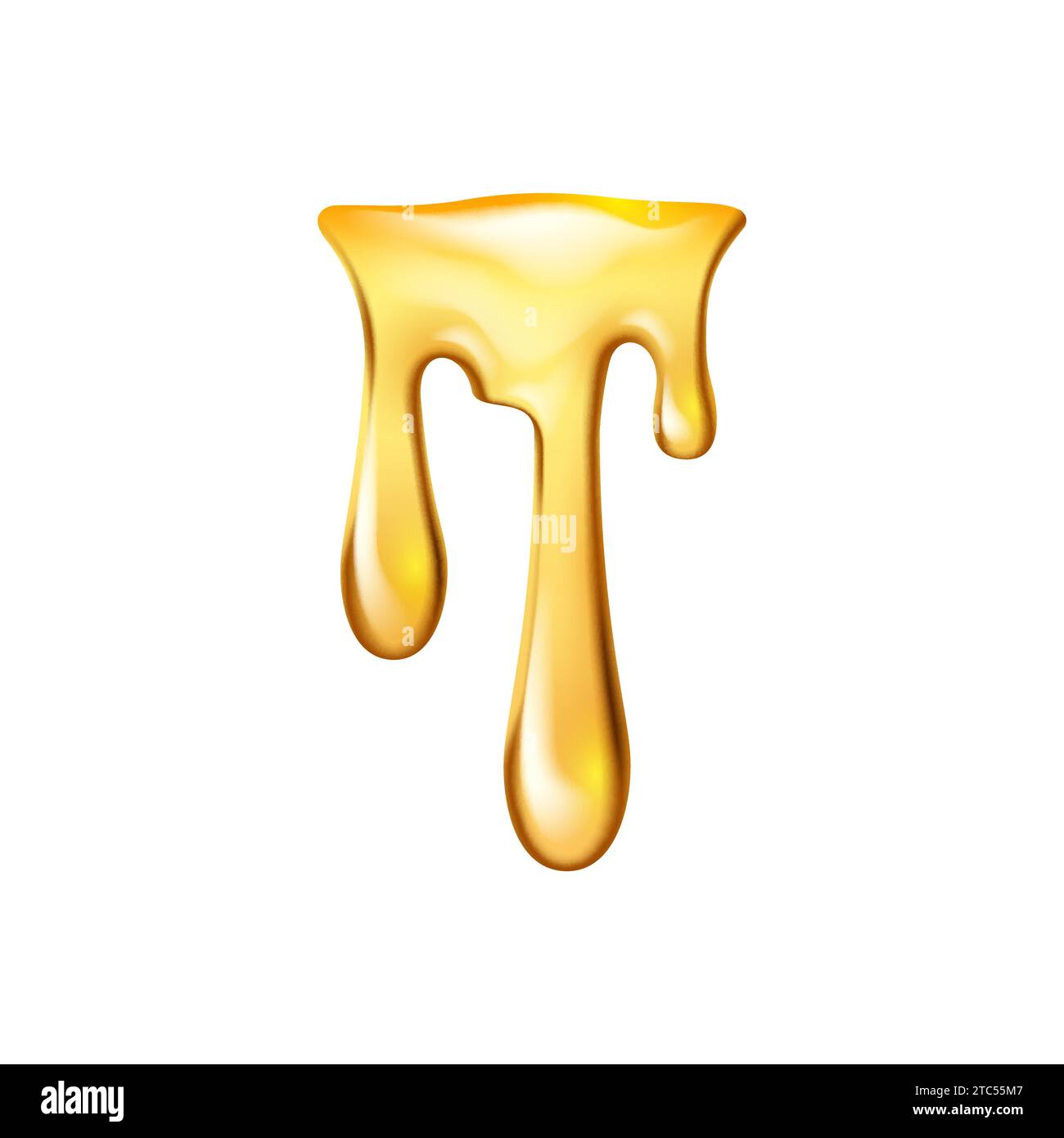 Dripping sweet caramel with drops, isolated honey bee melting. Vector golden nectar design ...