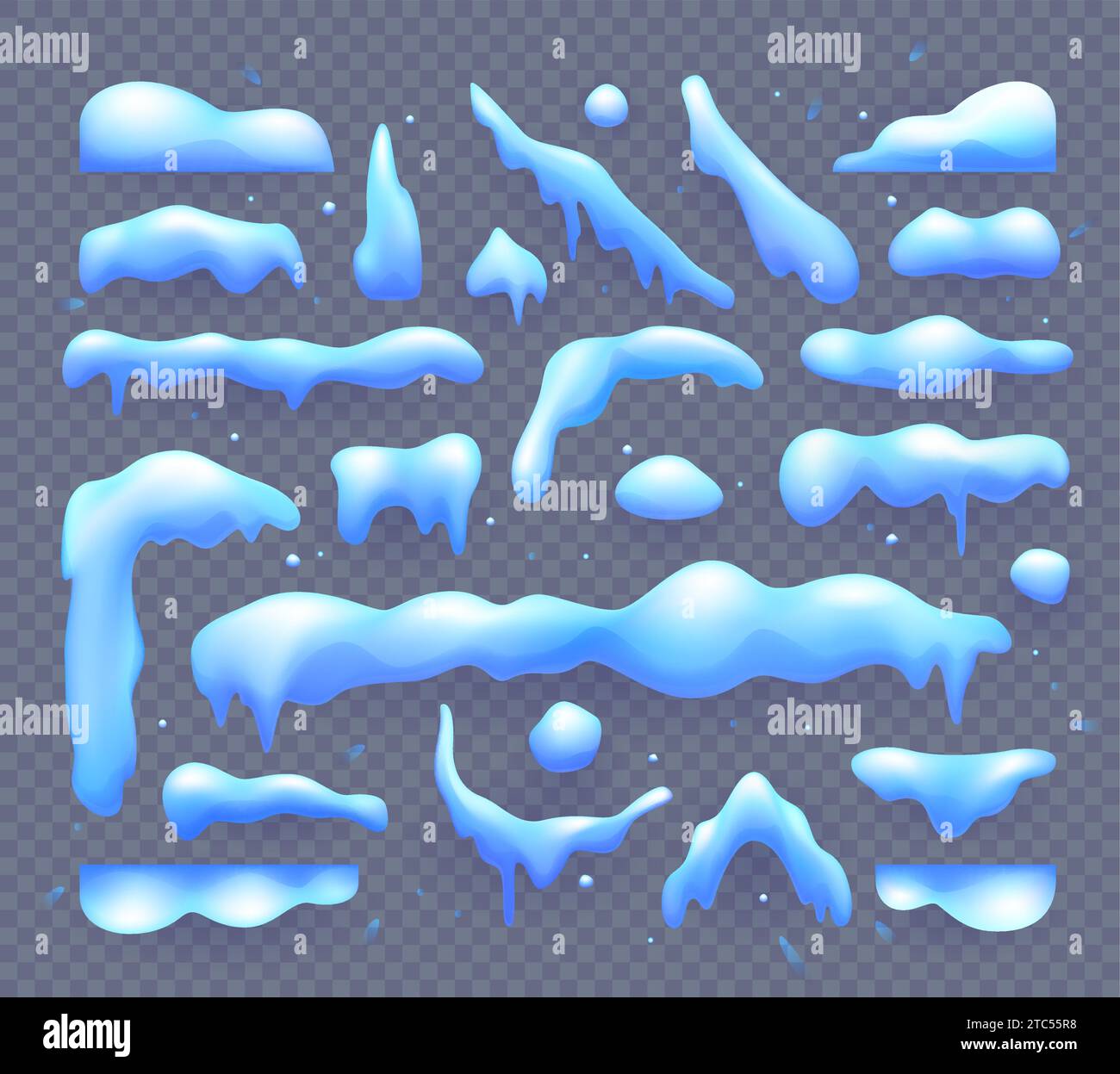 Cartoon christmas snow and ice. Isolated cartoon vector set of ...