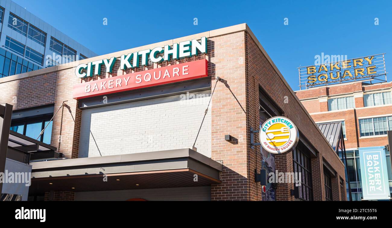 The City Kitchen restaurant sign in Bakery Square in Pittsburgh ...