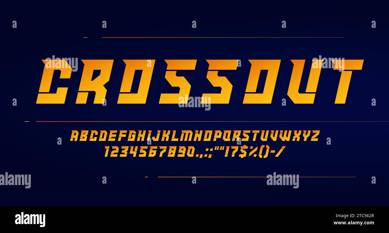 Sport game font, sporty type. Sharp typeface, bold English alphabet ...