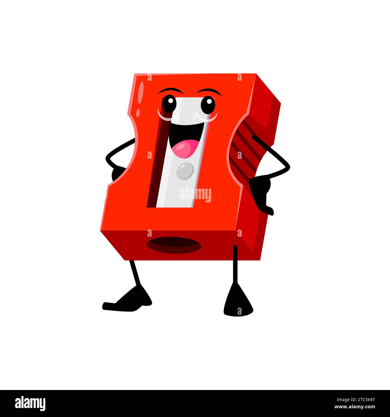 Cartoon cheerful pencil sharpener funny school stationery character ...