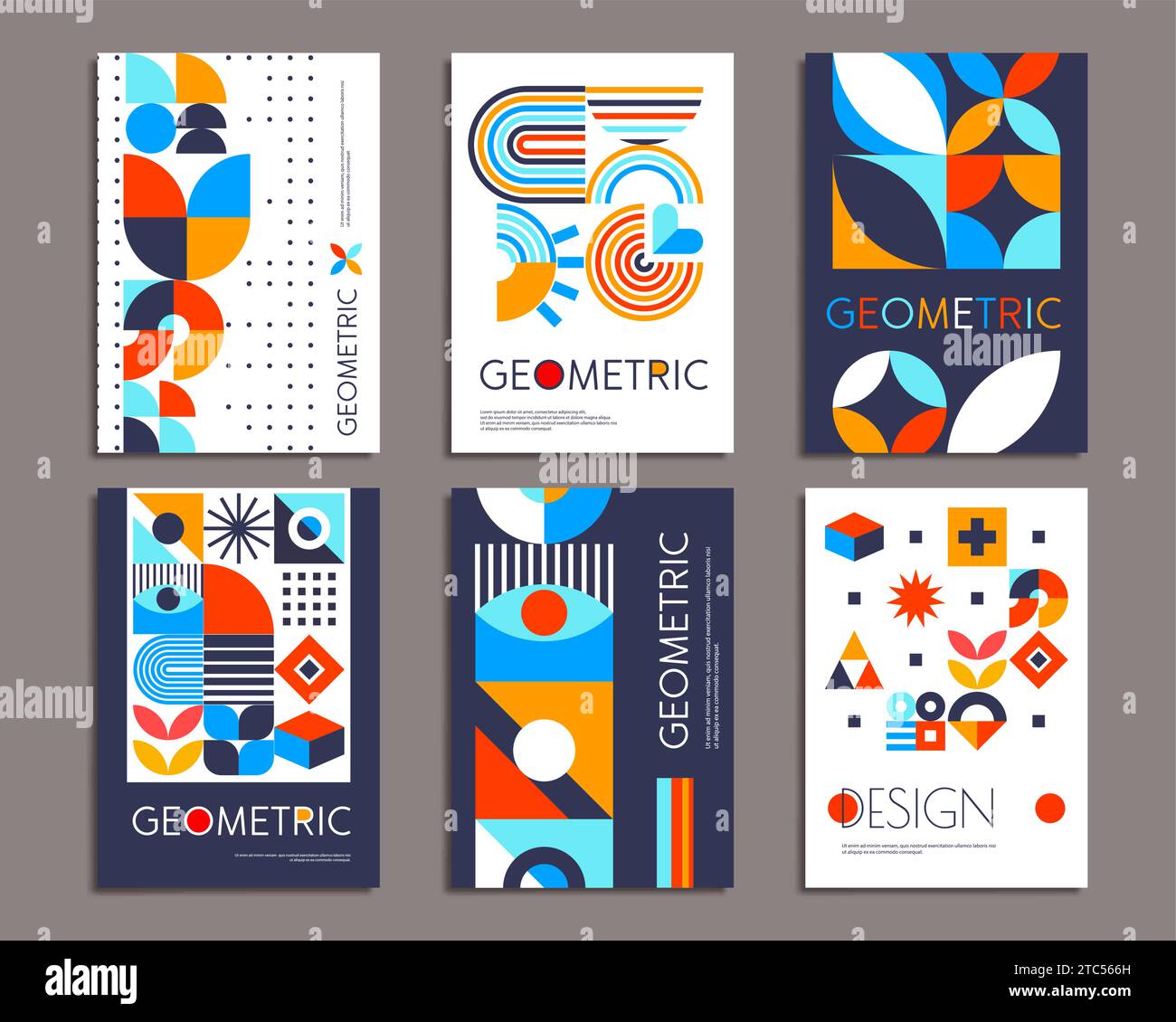 Abstract modern Bauhaus geometric patterns, presentation and poster ...