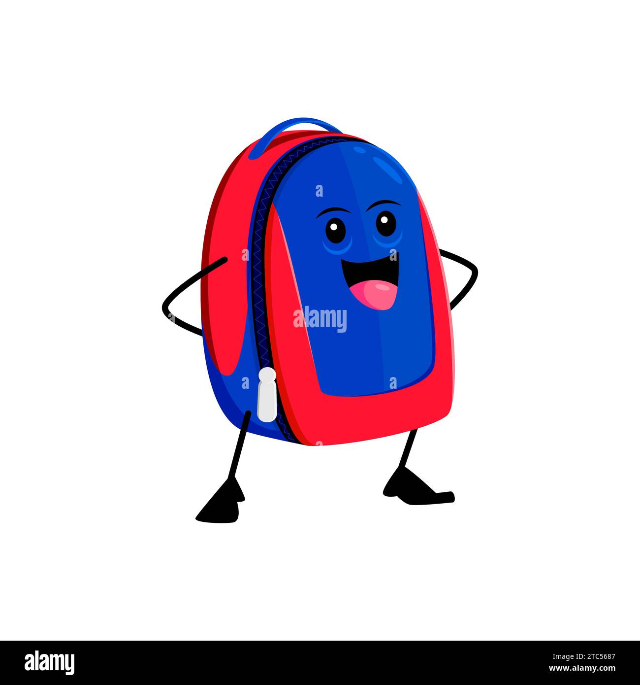 Cartoon cheerful funny school bag stationery character. Isolated vector ...