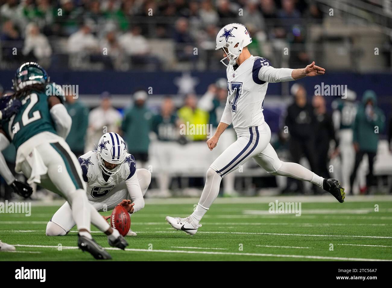 Dallas Cowboys place kicker Brandon Aubrey (17), with Bryan Anger ...