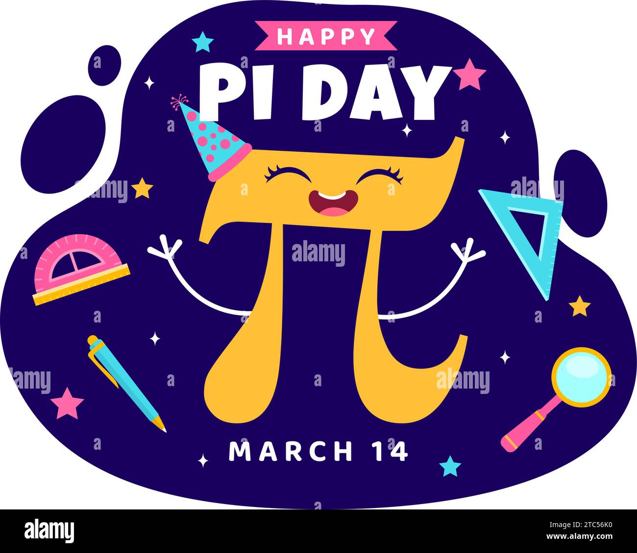 Happy Pi Day Vector Illustration on 14 March with Mathematical ...