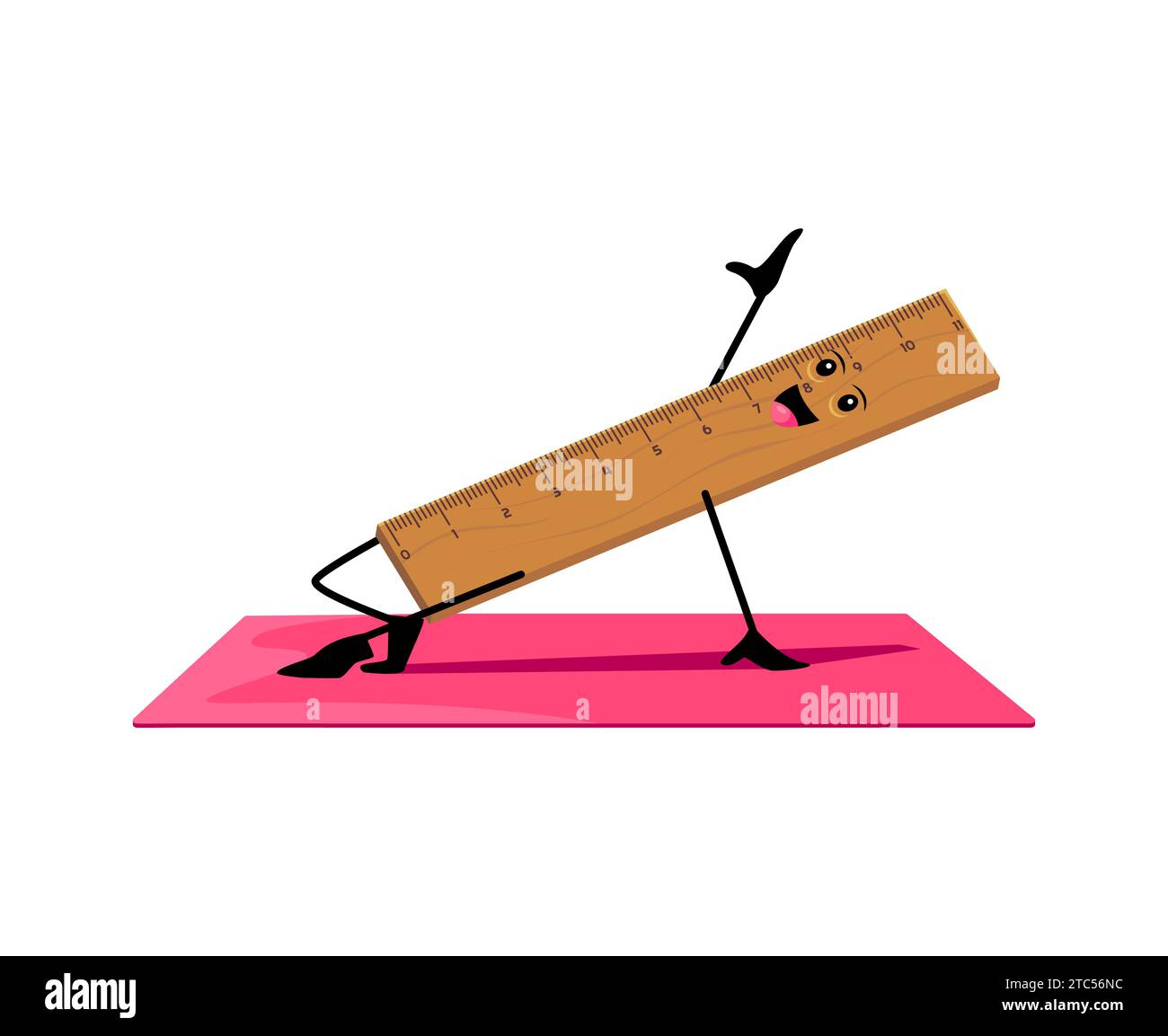 Cartoon ruler school supply character on yoga fitness sport. Isolated ...