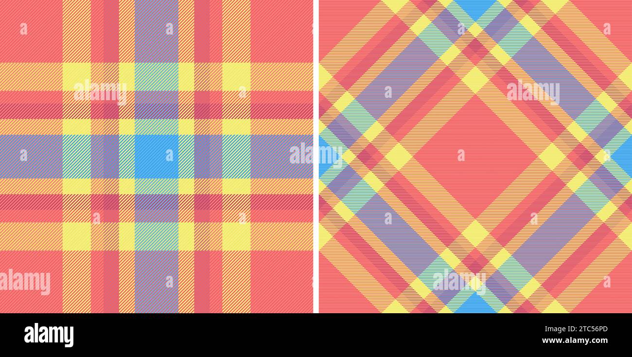 Tartan vector texture of fabric seamless background with a check pattern textile plaid. Set in ...