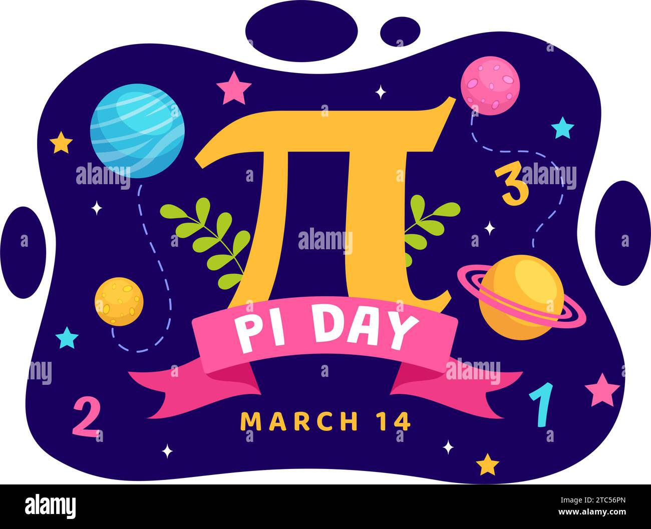 Happy Pi Day Vector Illustration on 14 March with Mathematical Constants, Greek Letters or Baked ...