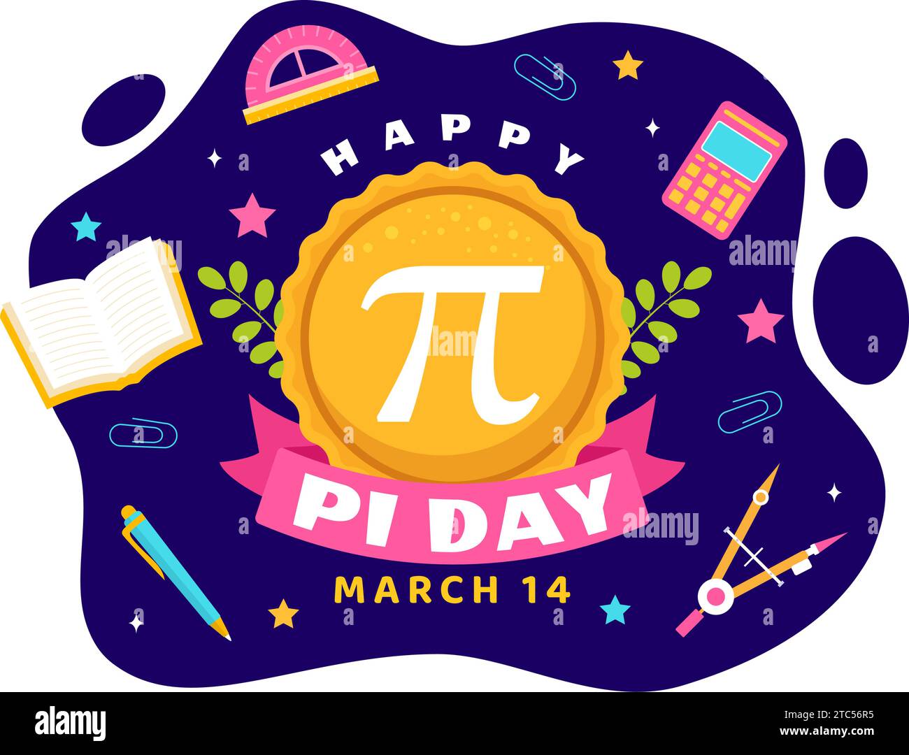 Happy Pi Day Vector Illustration on 14 March with Mathematical ...