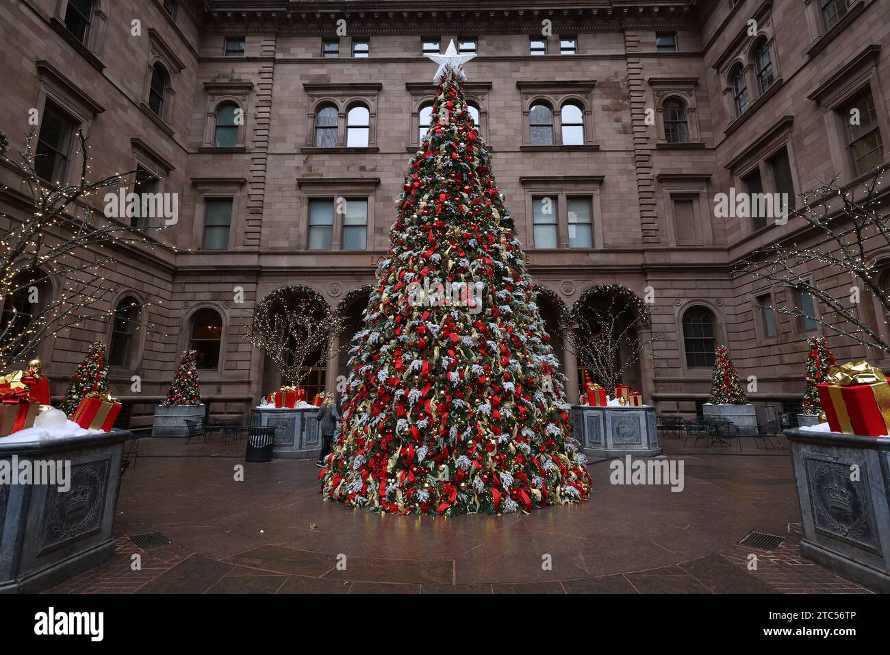 The beautiful Christmas tree in the courtyard of the Lotte New York ...