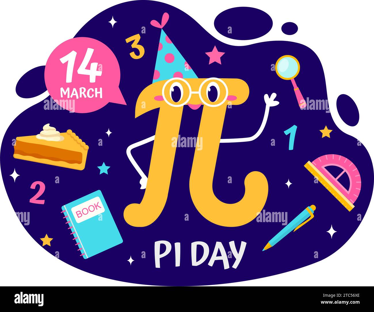 Happy Pi Day Vector Illustration on 14 March with Mathematical Constants, Greek Letters or Baked ...