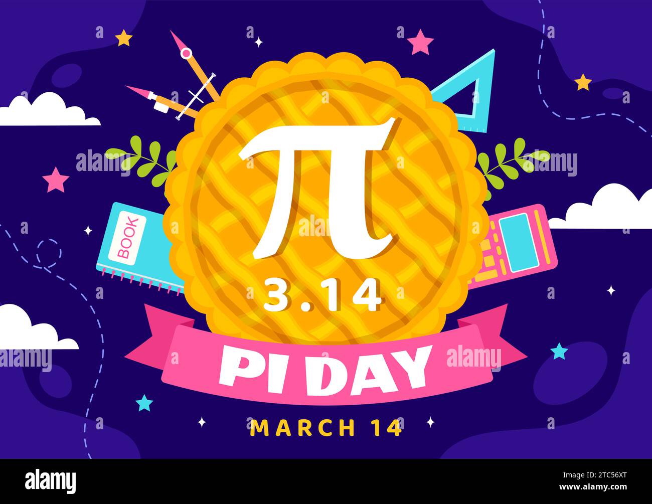 Happy Pi Day Vector Illustration on 14 March with Mathematical ...