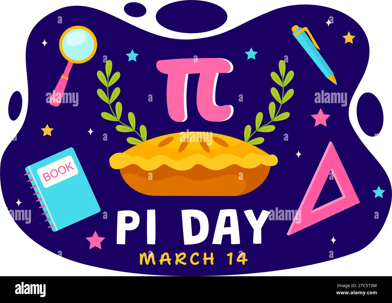 Happy Pi Day Vector Illustration on 14 March with Mathematical Constants, Greek Letters or Baked ...
