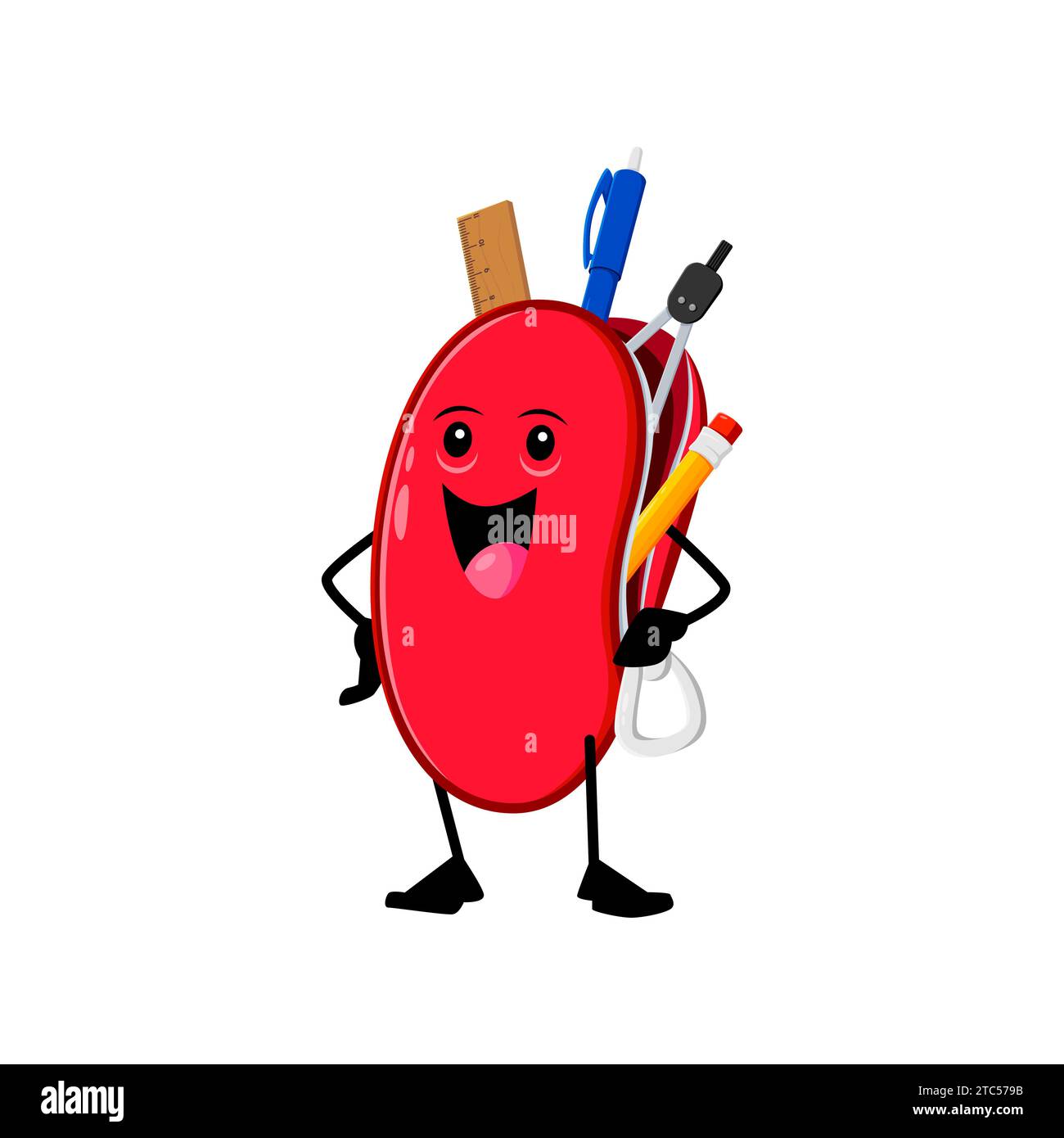 Cartoon cheerful funny school stationery character with a smiling face ...