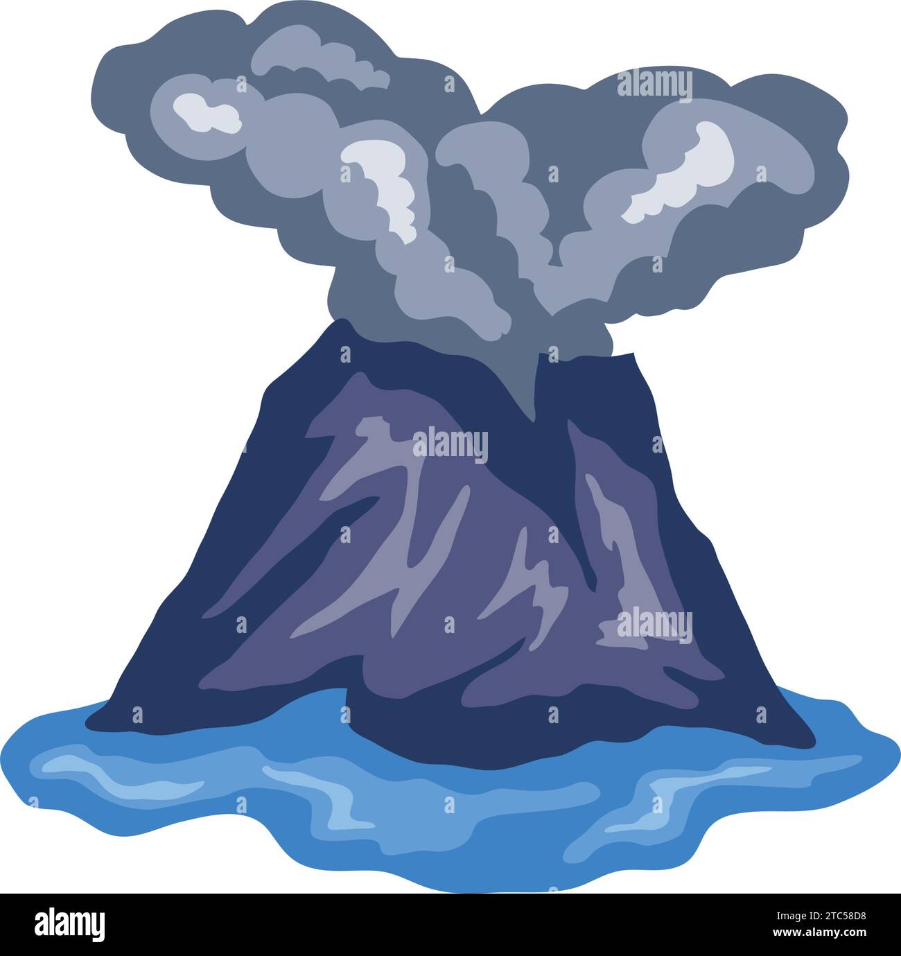 volcano with smoke drawing Stock Vector Image & Art - Alamy