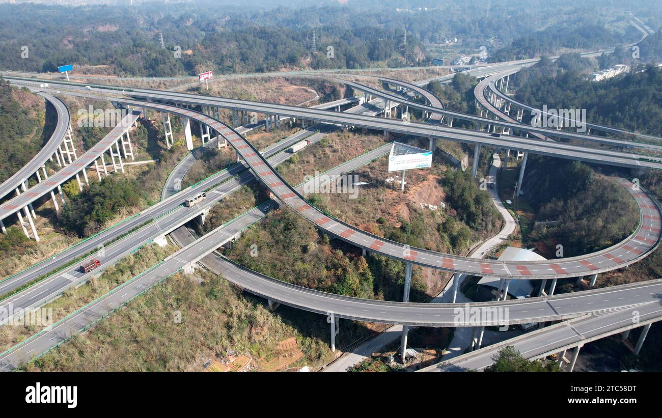 ENSHI, CHINA - DECEMBER 7, 2023 - Aerial photo shows a high-speed loop ...