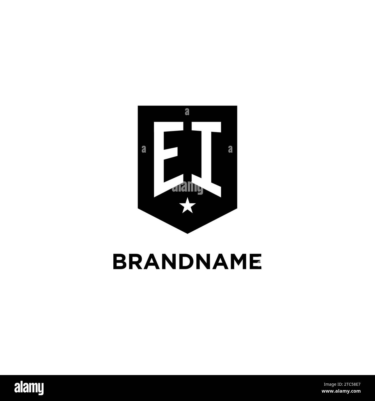 EI monogram initial logo with geometric shield and star icon design style ideas Stock Vector ...