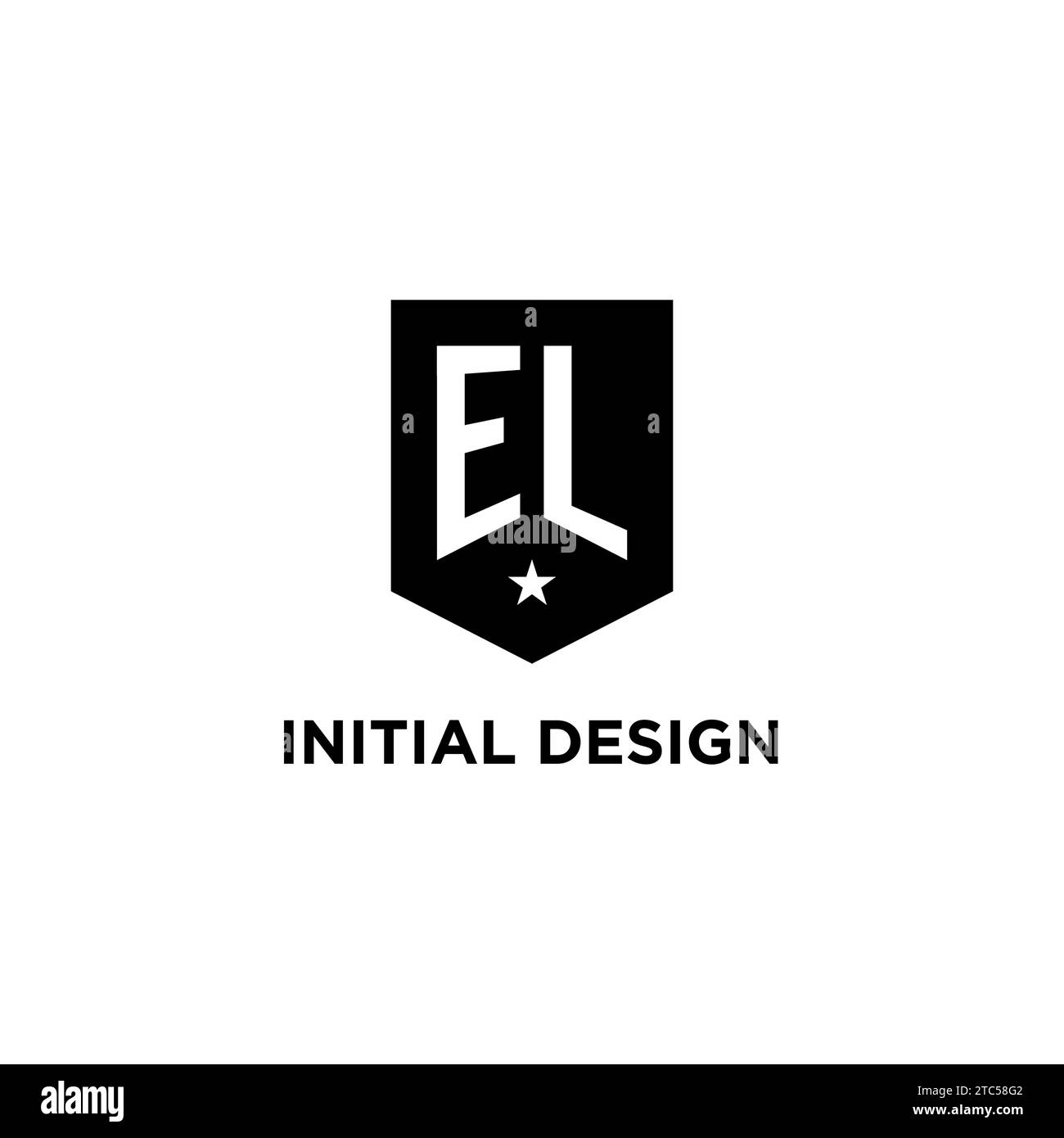 EL monogram initial logo with geometric shield and star icon design style ideas Stock Vector ...