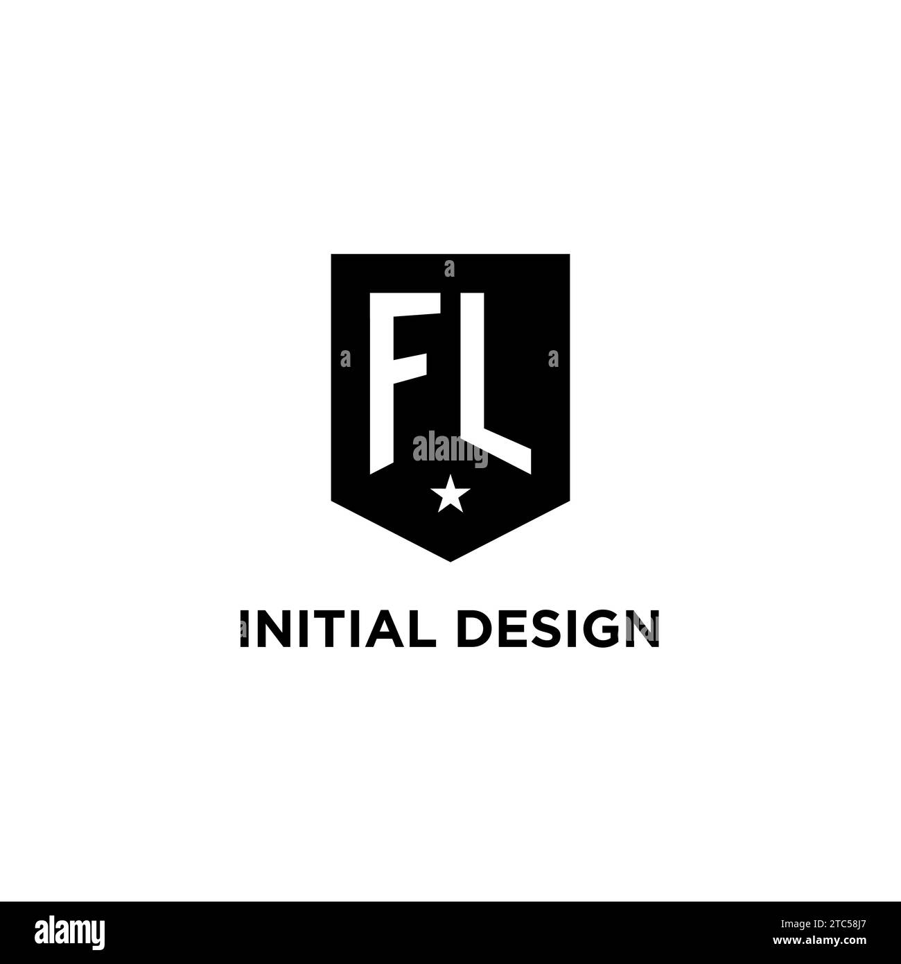 FL monogram initial logo with geometric shield and star icon design style ideas Stock Vector ...