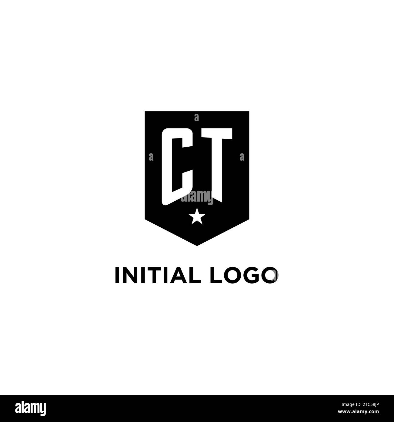 CT monogram initial logo with geometric shield and star icon design style ideas Stock Vector ...