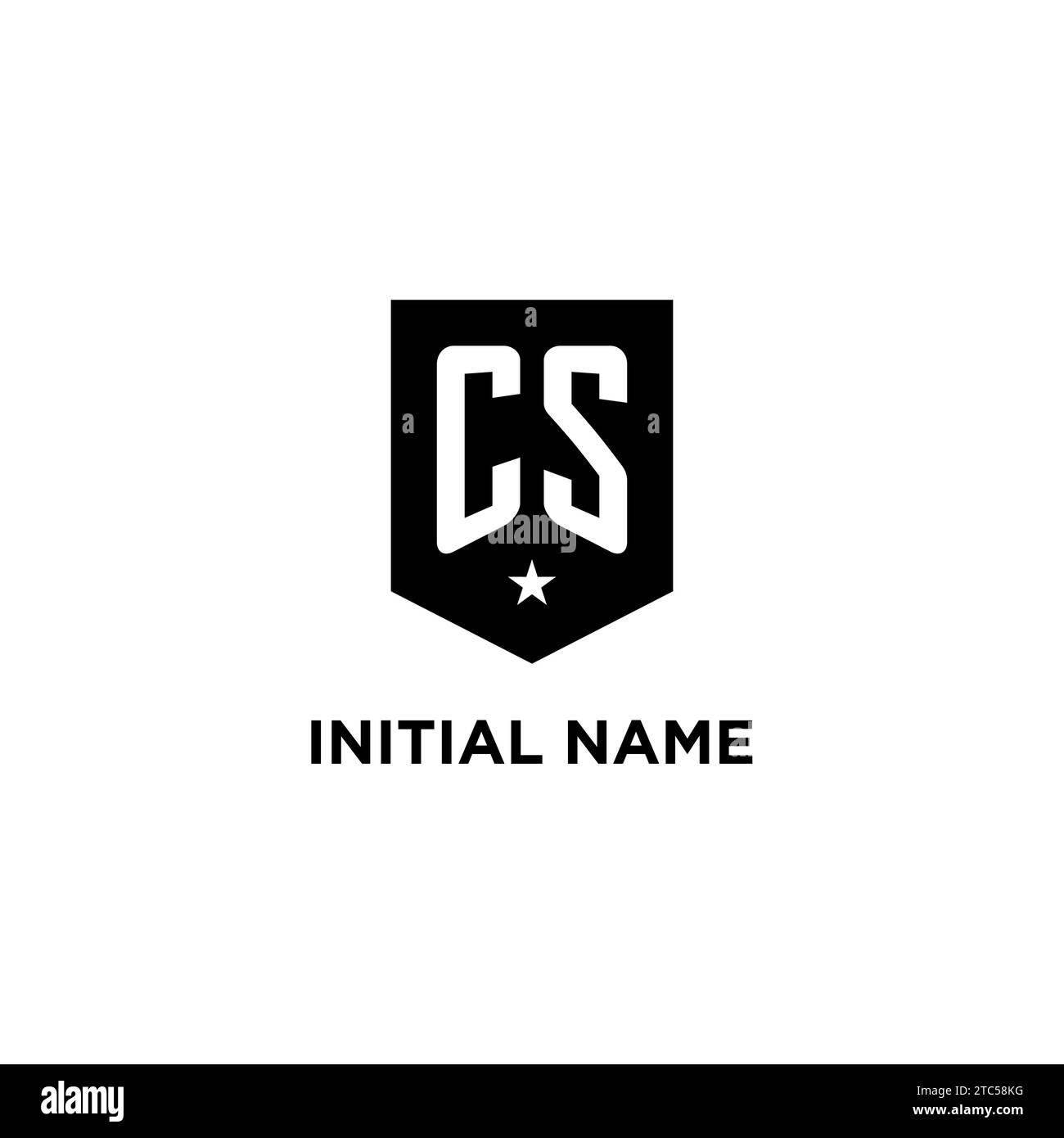 CS monogram initial logo with geometric shield and star icon design style ideas Stock Vector ...