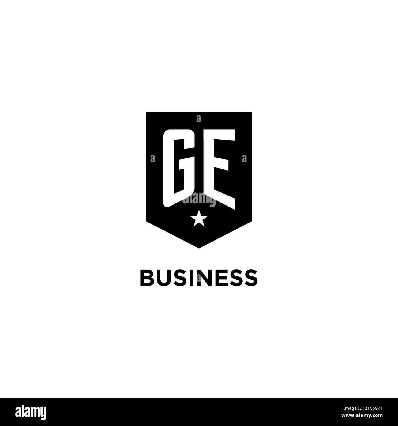 GE monogram initial logo with geometric shield and star icon design style ideas Stock Vector ...