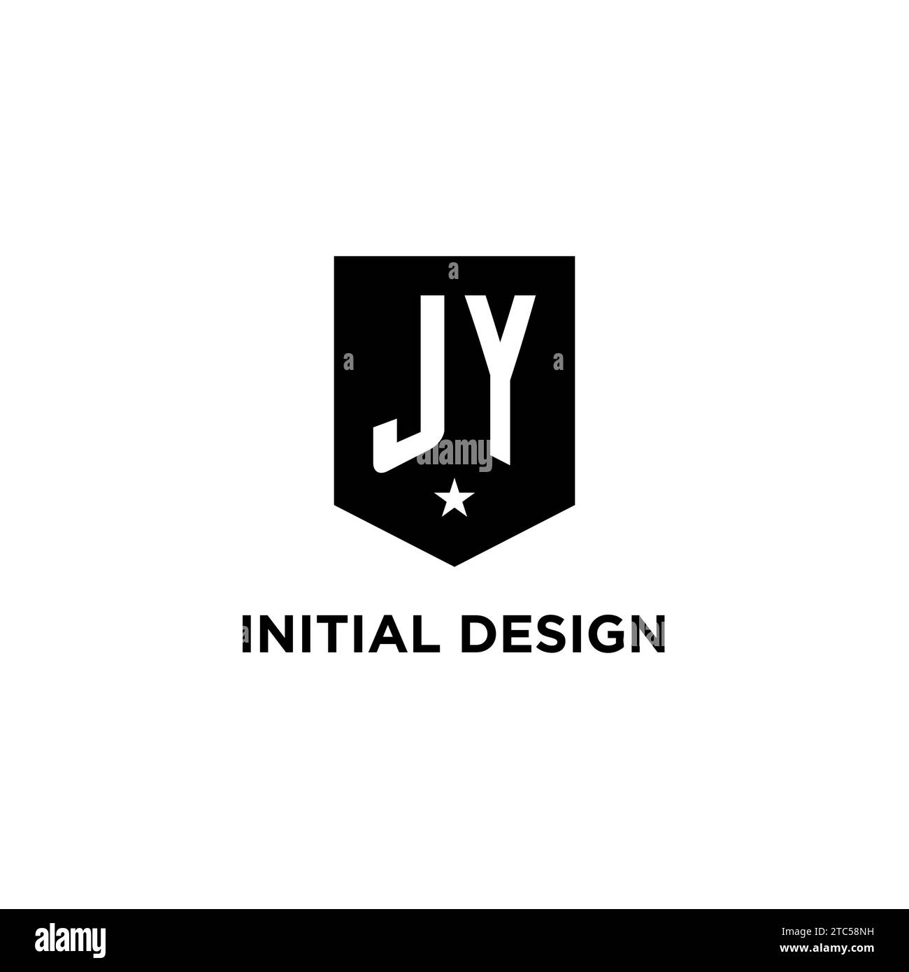 JY monogram initial logo with geometric shield and star icon design style ideas Stock Vector ...