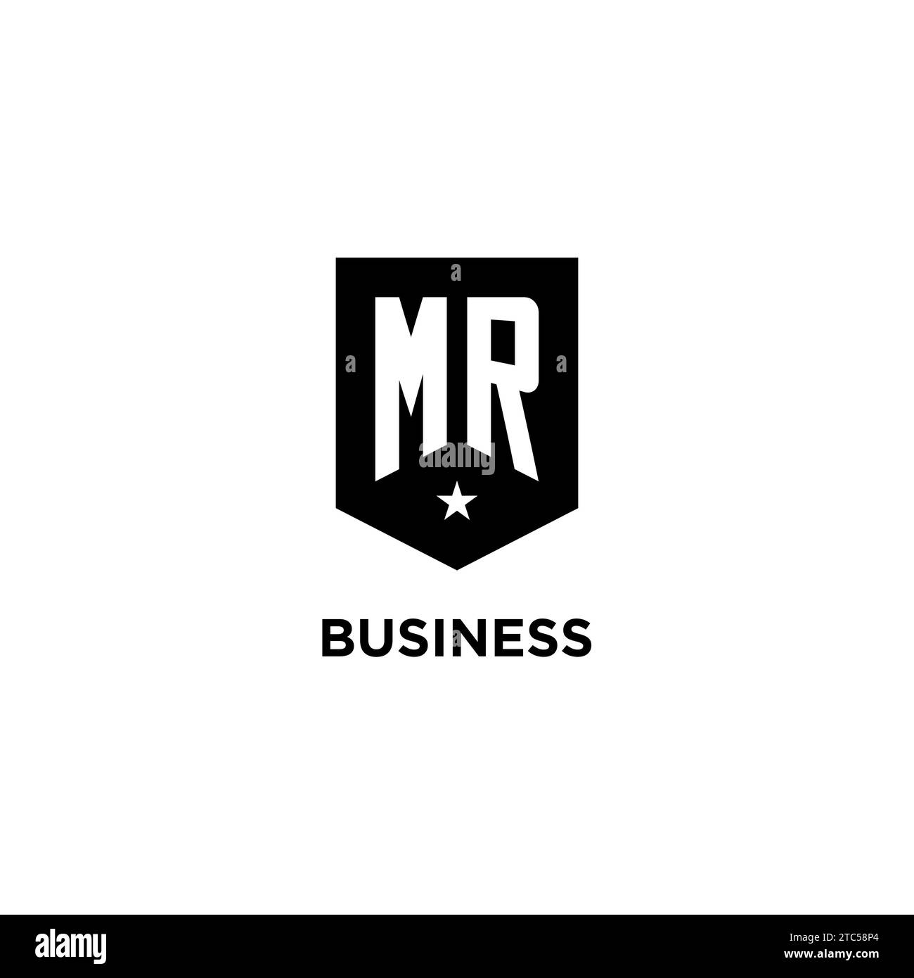 MR monogram initial logo with geometric shield and star icon design style ideas Stock Vector ...