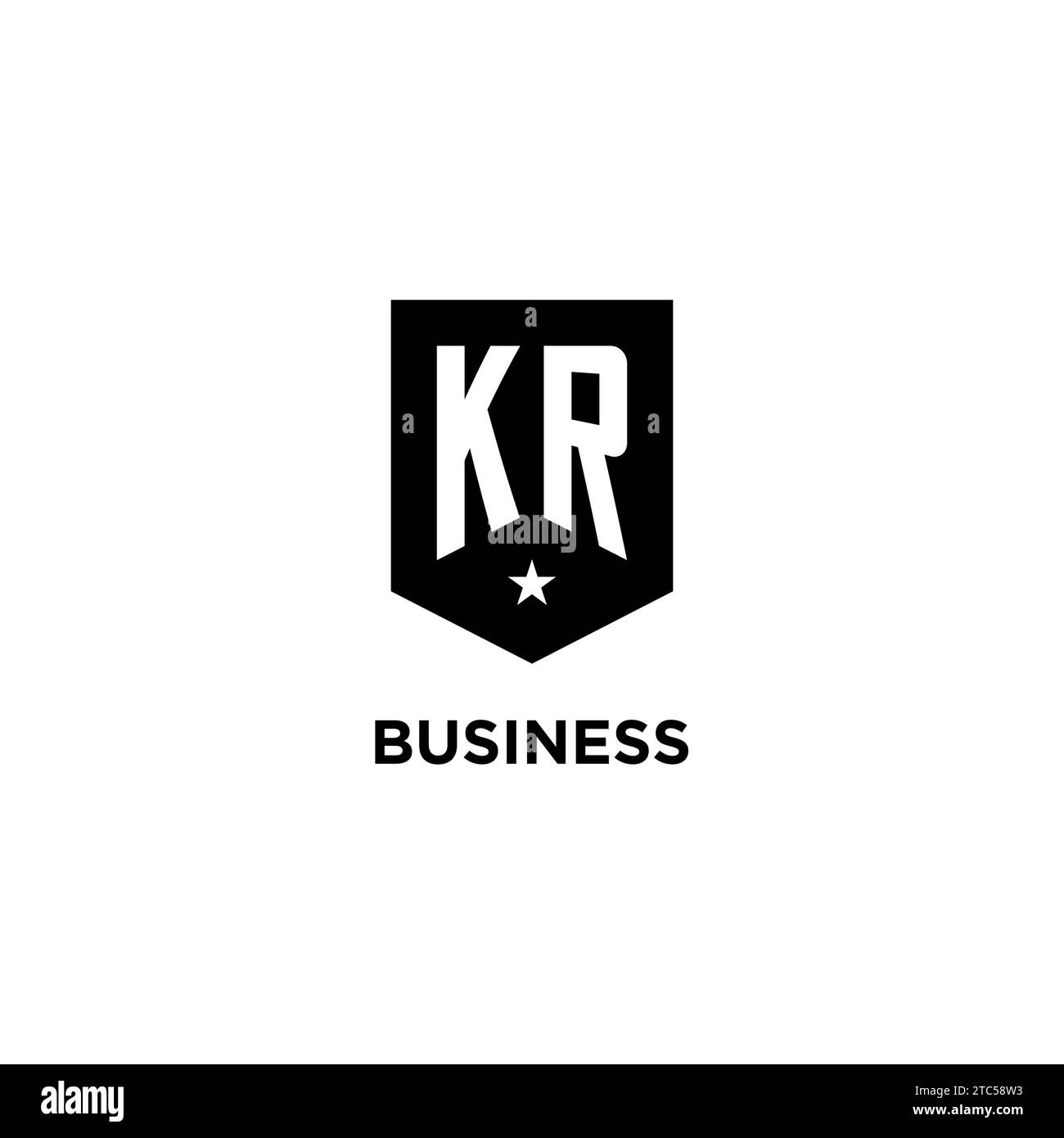 KR monogram initial logo with geometric shield and star icon design style ideas Stock Vector ...
