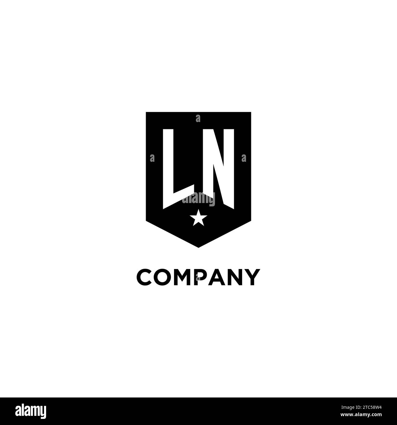 LN monogram initial logo with geometric shield and star icon design style ideas Stock Vector ...