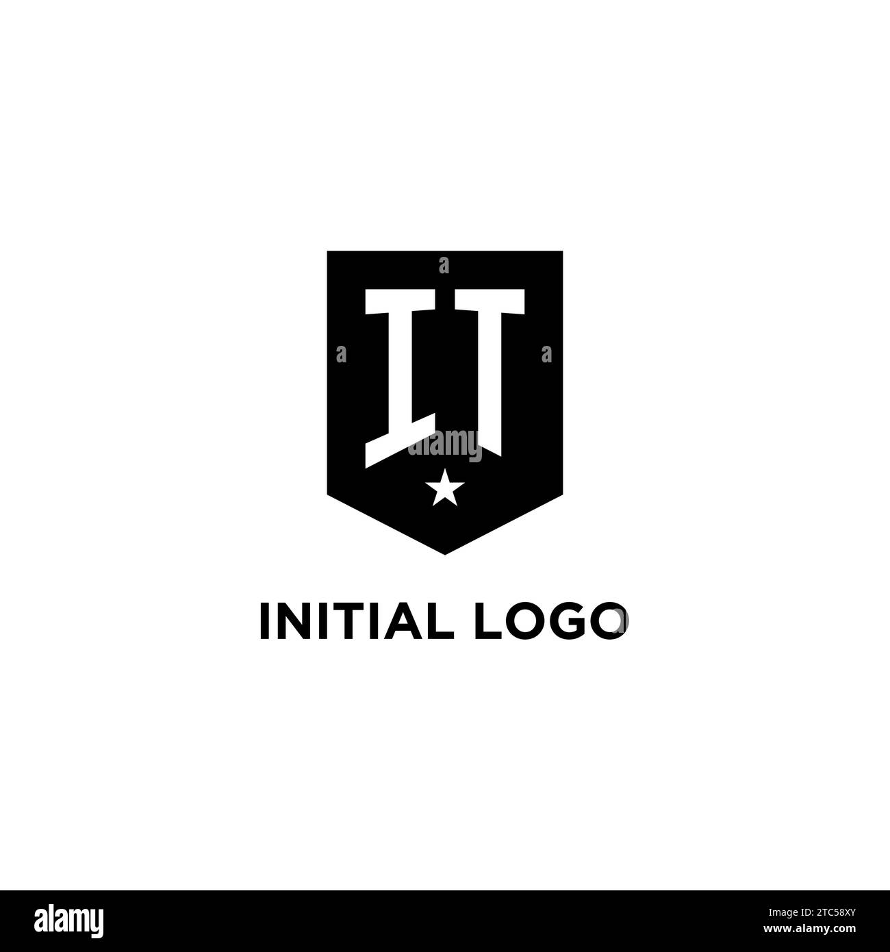 IT monogram initial logo with geometric shield and star icon design style ideas Stock Vector ...