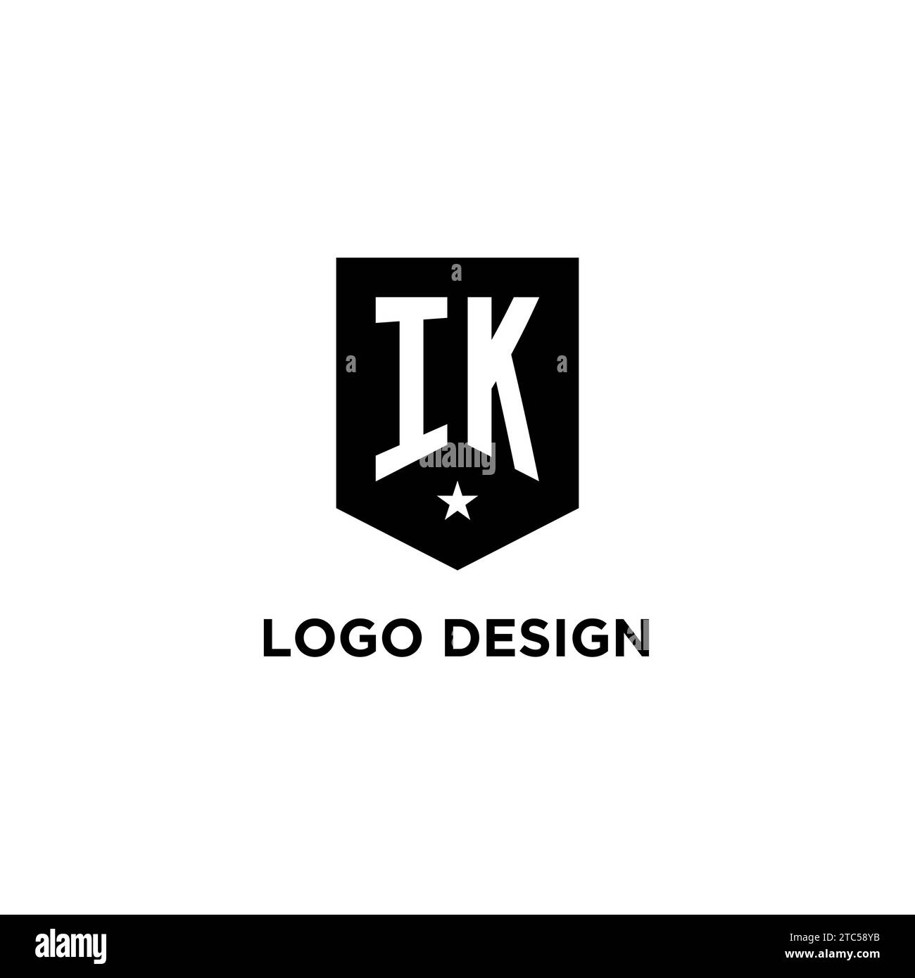 IK monogram initial logo with geometric shield and star icon design style ideas Stock Vector ...