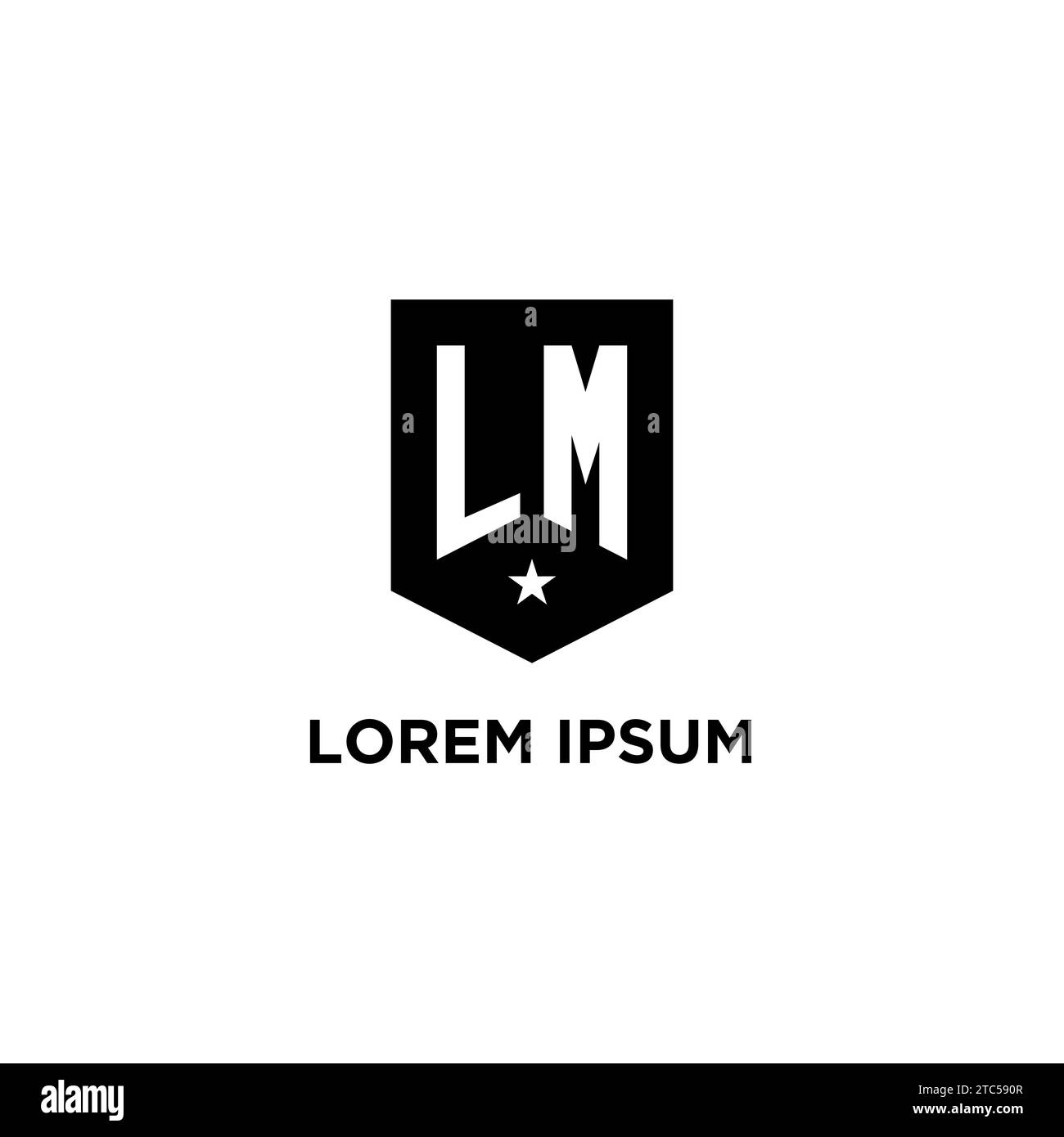 LM monogram initial logo with geometric shield and star icon design style ideas Stock Vector ...
