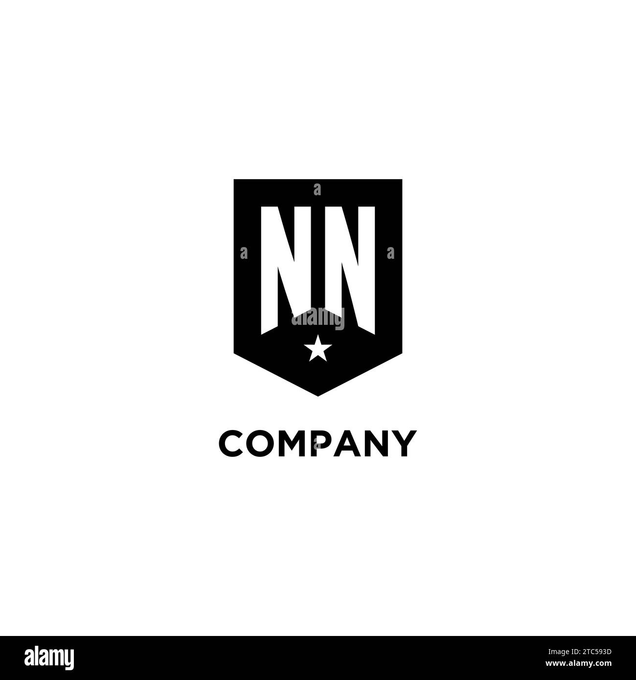 NN monogram initial logo with geometric shield and star icon design style ideas Stock Vector ...
