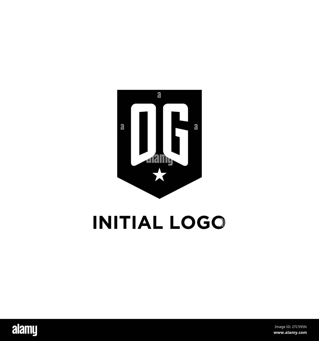 OG monogram initial logo with geometric shield and star icon design style ideas Stock Vector ...