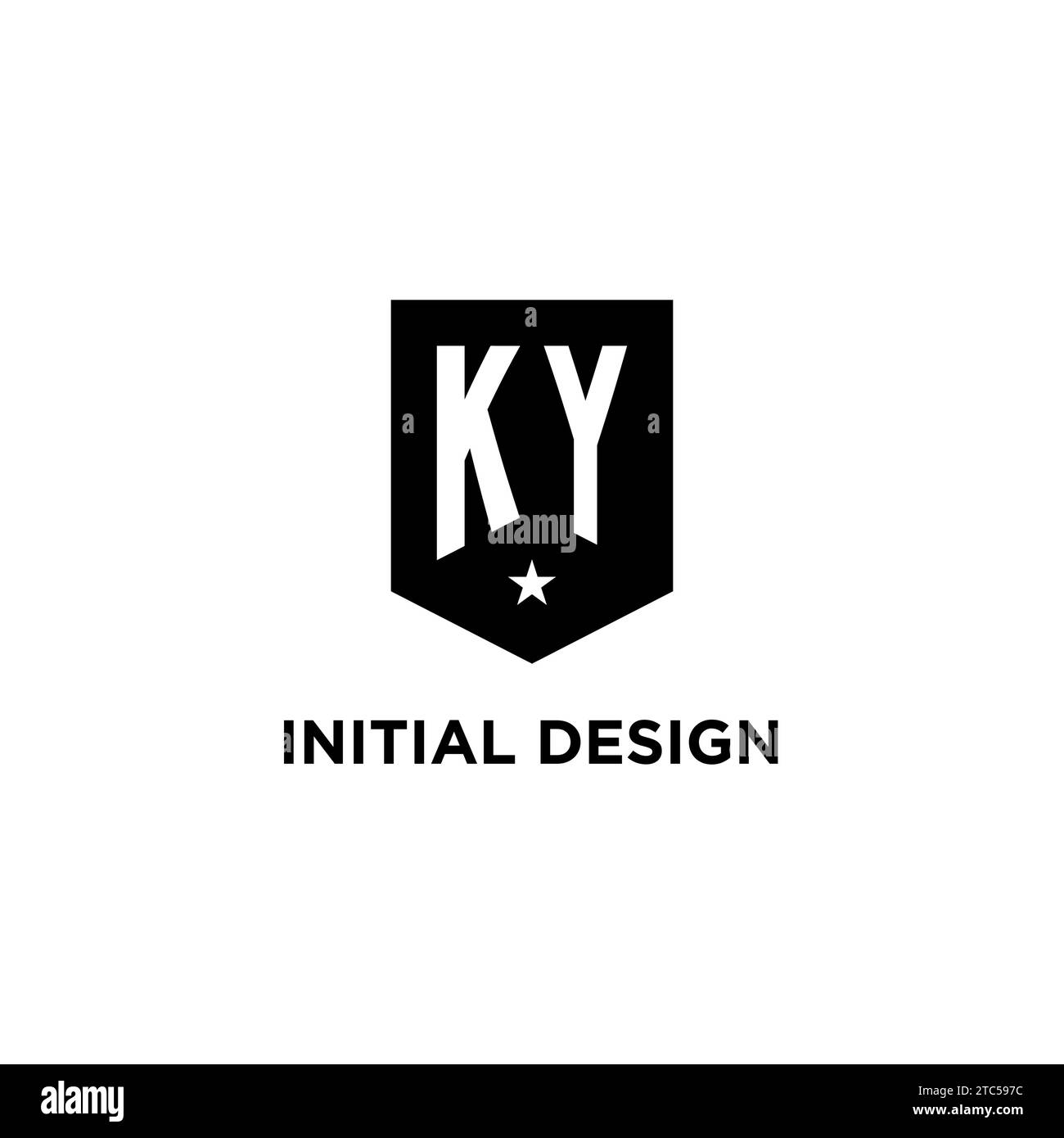 KY monogram initial logo with geometric shield and star icon design style ideas Stock Vector ...