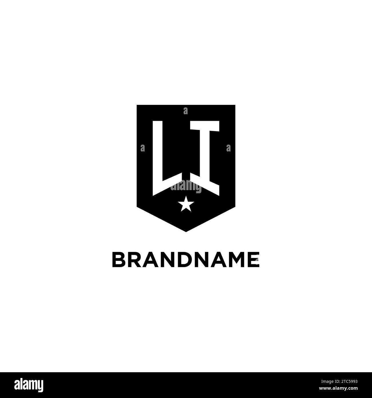 LI monogram initial logo with geometric shield and star icon design style ideas Stock Vector ...