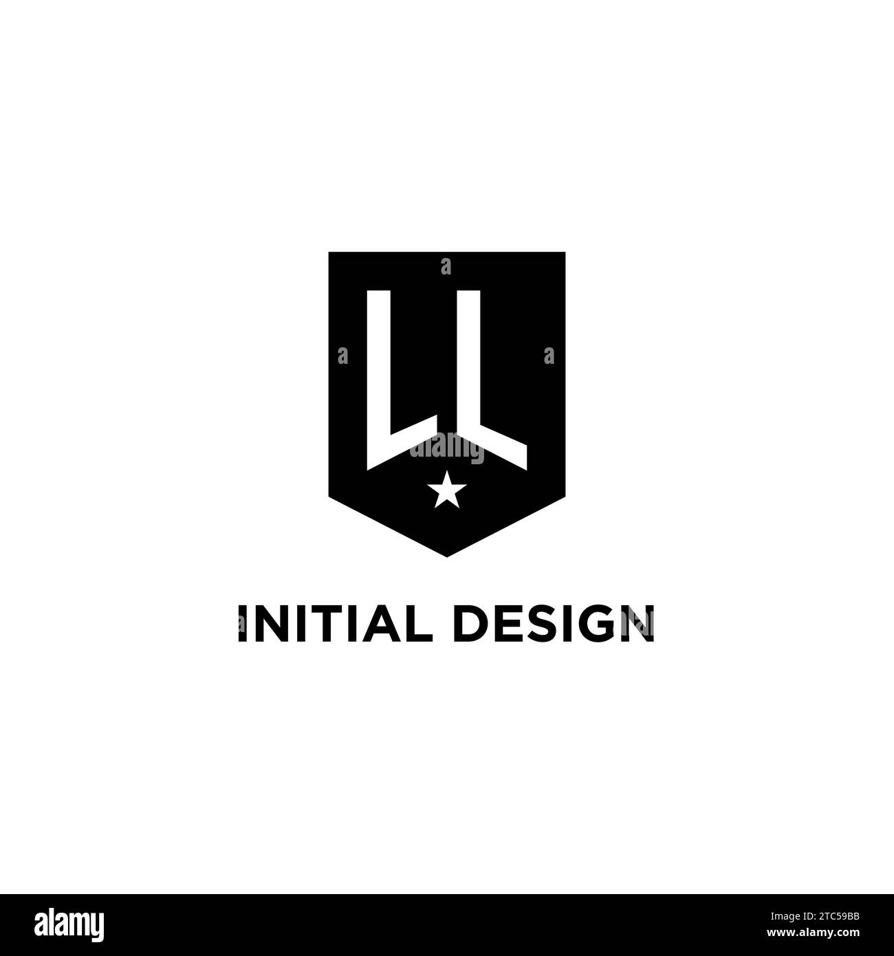 LL monogram initial logo with geometric shield and star icon design style ideas Stock Vector ...