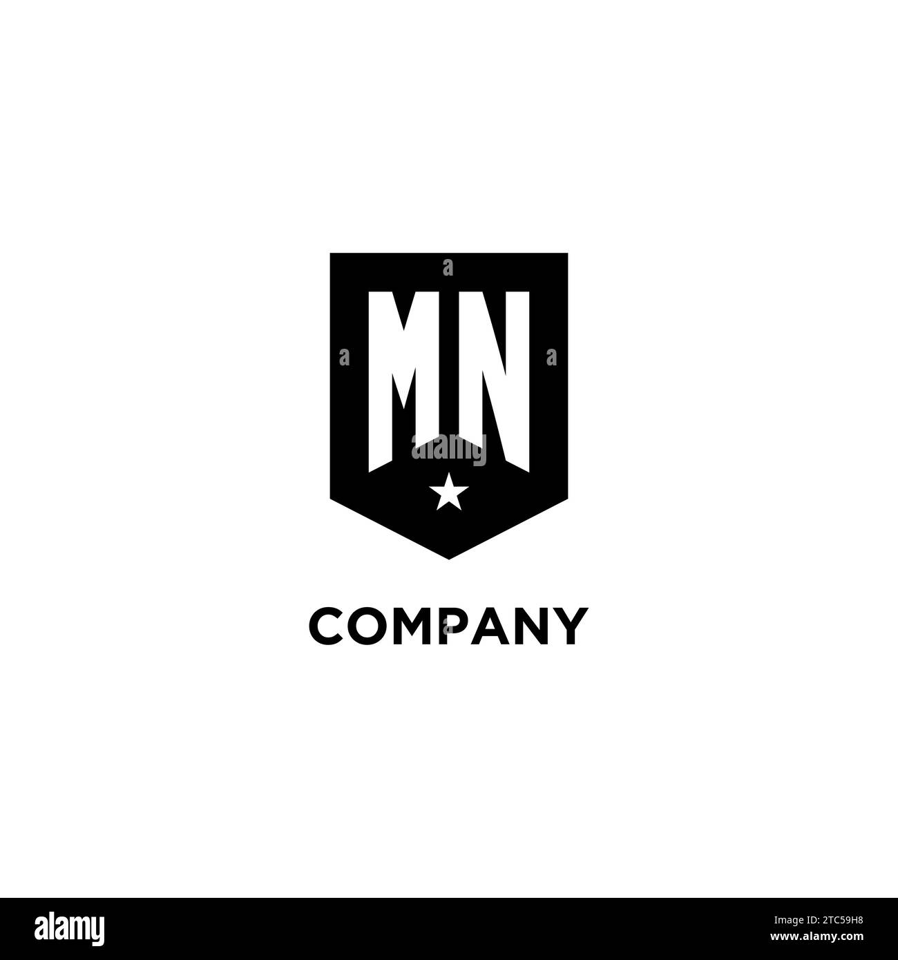 MN monogram initial logo with geometric shield and star icon design style ideas Stock Vector ...
