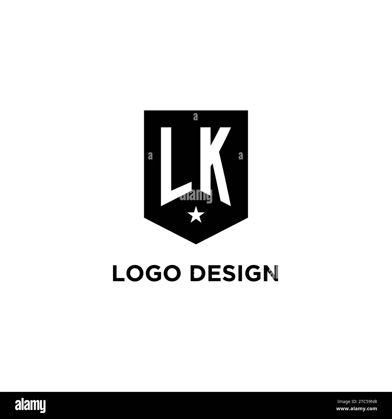 LK monogram initial logo with geometric shield and star icon design style ideas Stock Vector ...