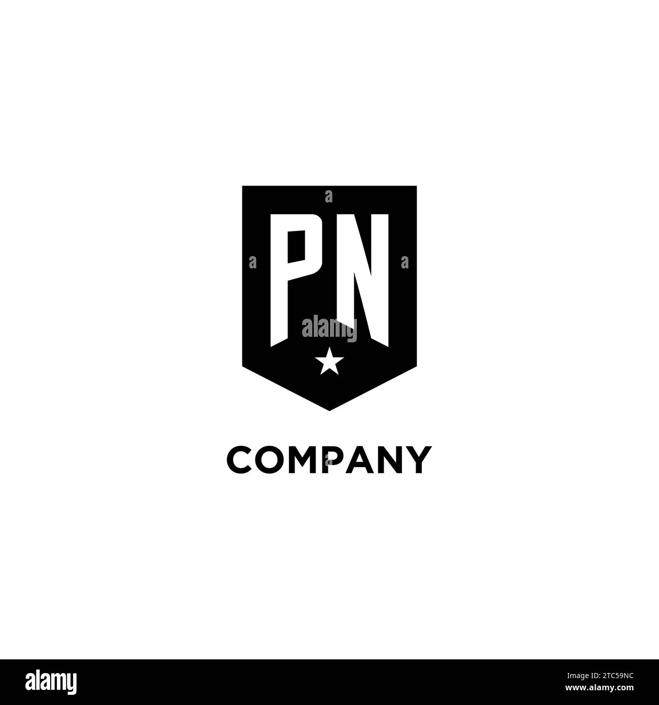 PN monogram initial logo with geometric shield and star icon design style ideas Stock Vector ...