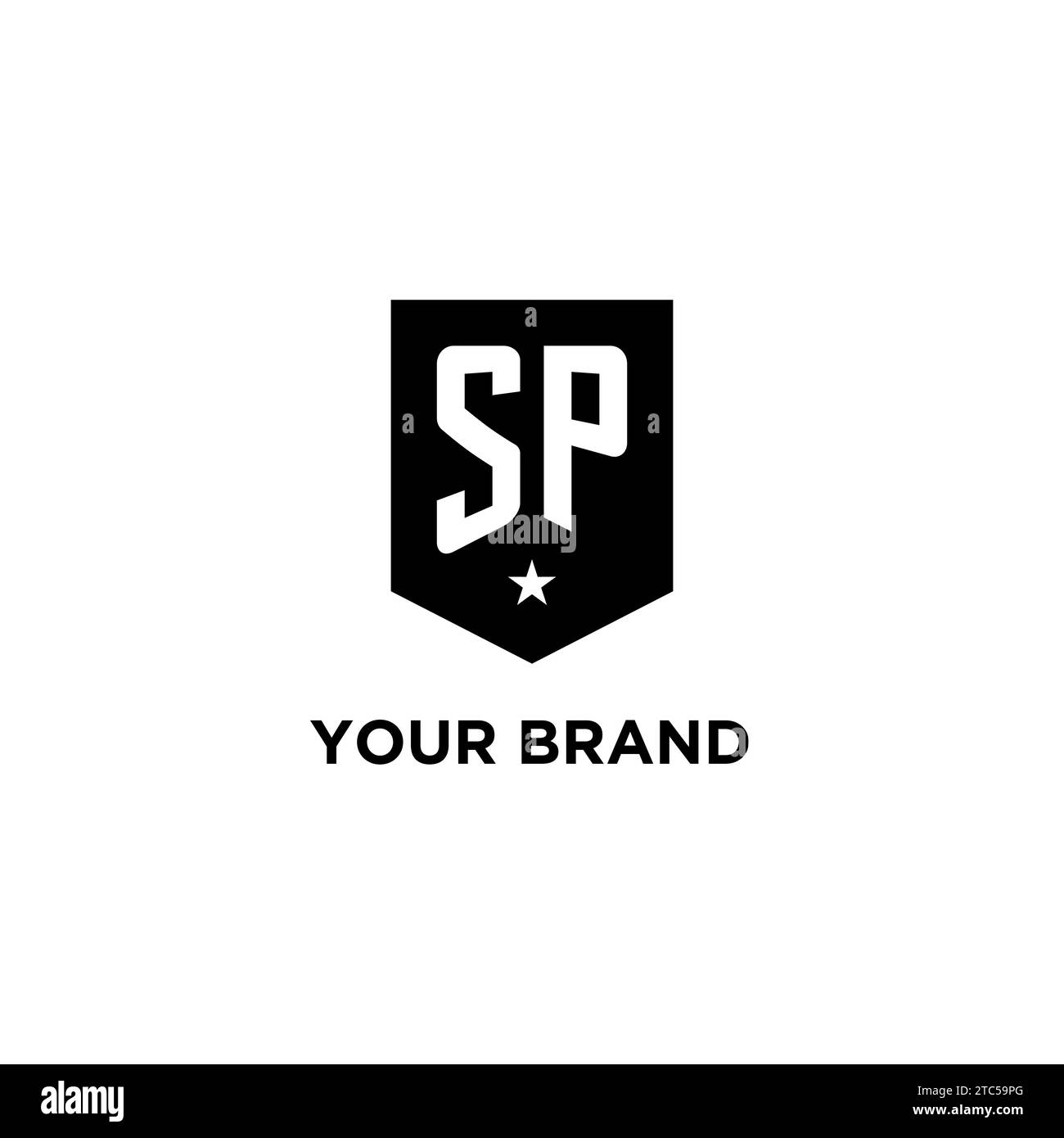SP monogram initial logo with geometric shield and star icon design style ideas Stock Vector ...