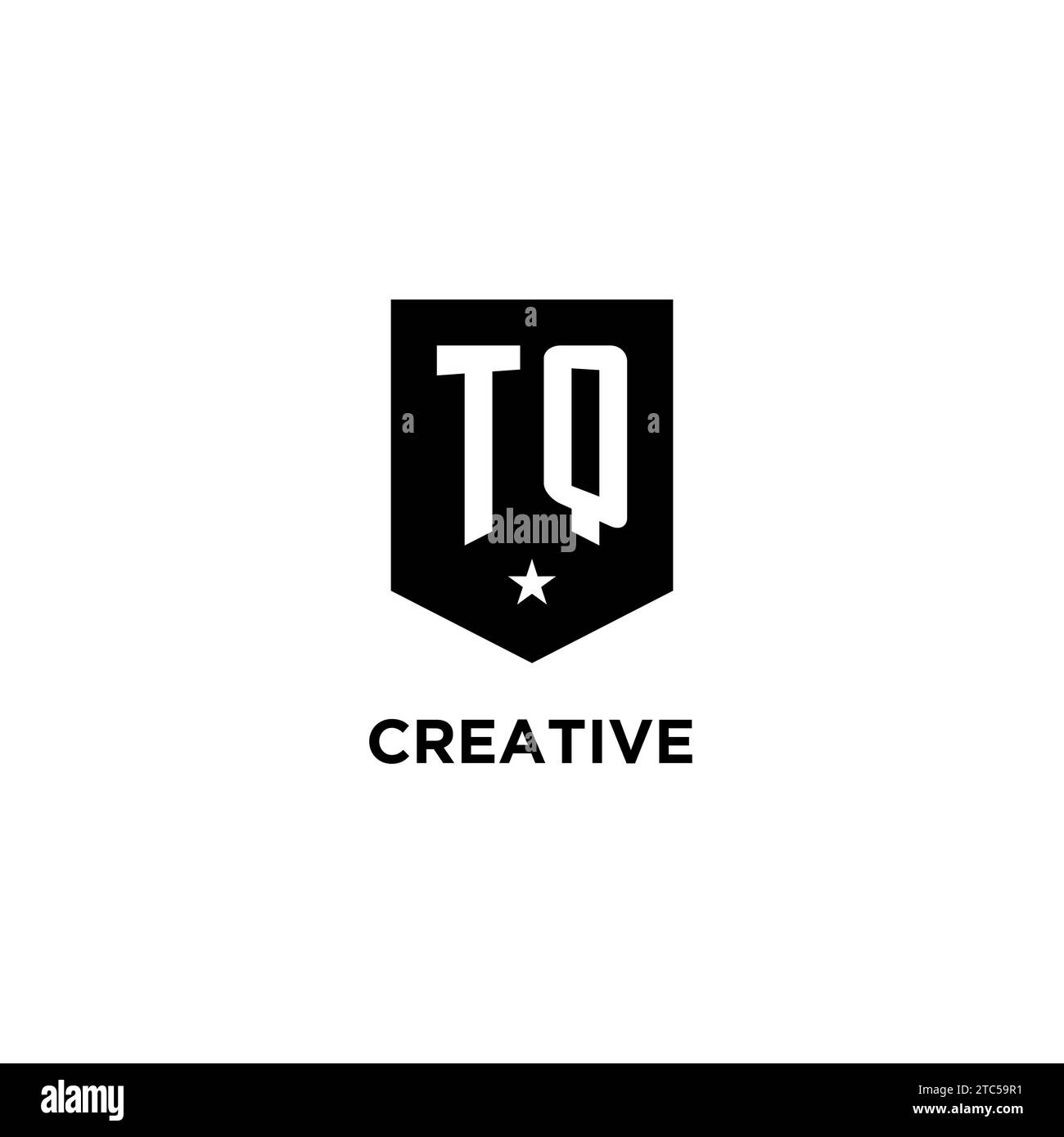 TQ monogram initial logo with geometric shield and star icon design style ideas Stock Vector ...