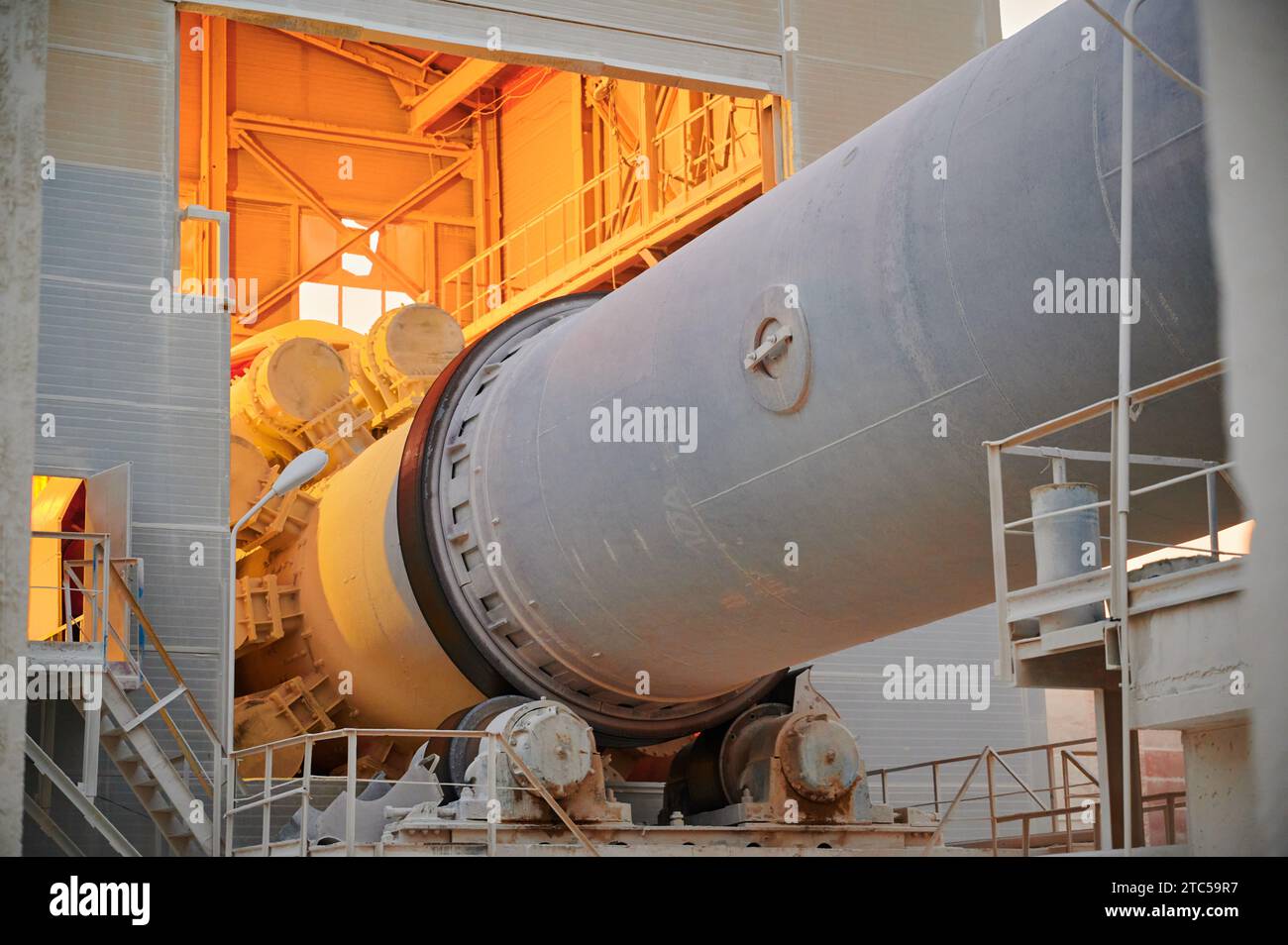 Part of giant rotating furnace for limestone roasting Stock Photo - Alamy